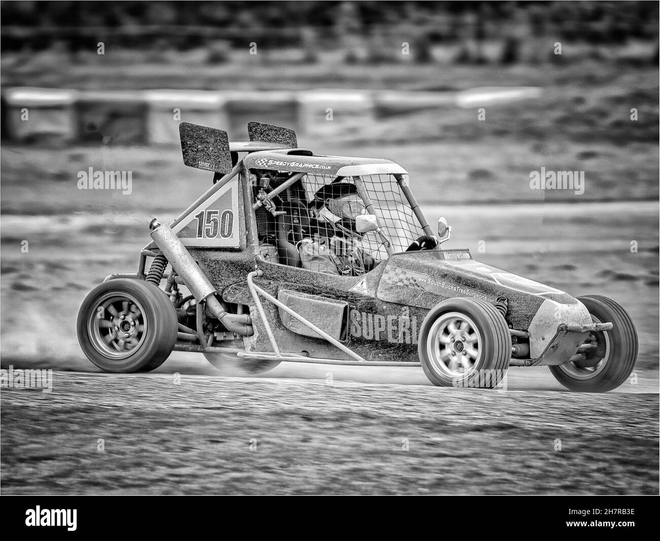 PEMBREY, UNITED KINGDOM - Oct 24, 2021: A grayscale of sport motorcar ...