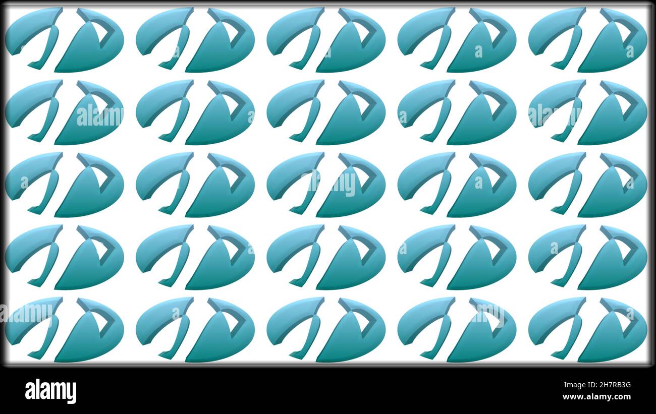 Illustration of light blue oval shapes with abstract cutouts in ...