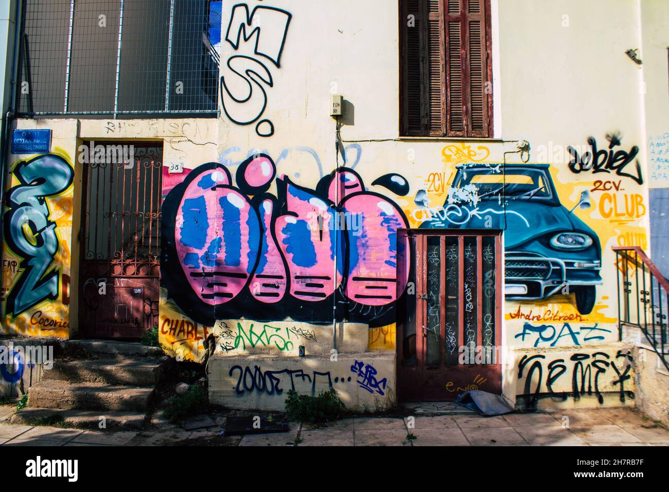 Athens, Greece - November 22, 2021 Street art in Athens, graffiti that ...