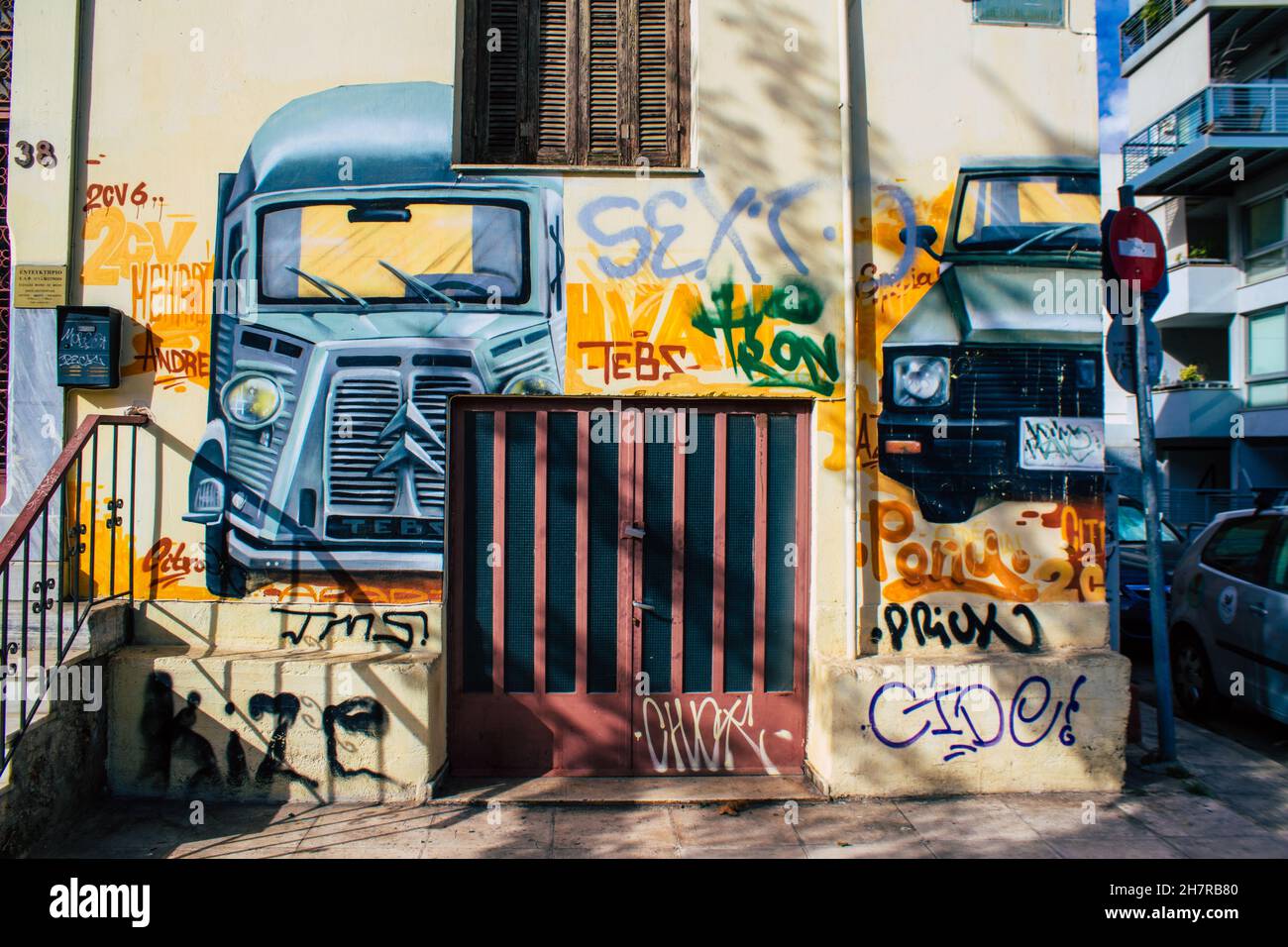 Athens, Greece - November 22, 2021 Street art in Athens, graffiti that ...
