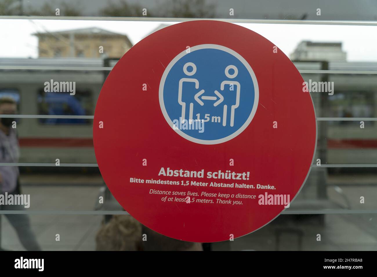 Circular sign for caution passengers to keep a 1.5 m distance Stock ...