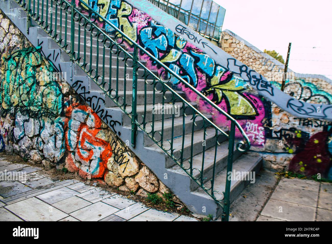 Athens, Greece - November 22, 2021 Street art in Athens, graffiti that ...