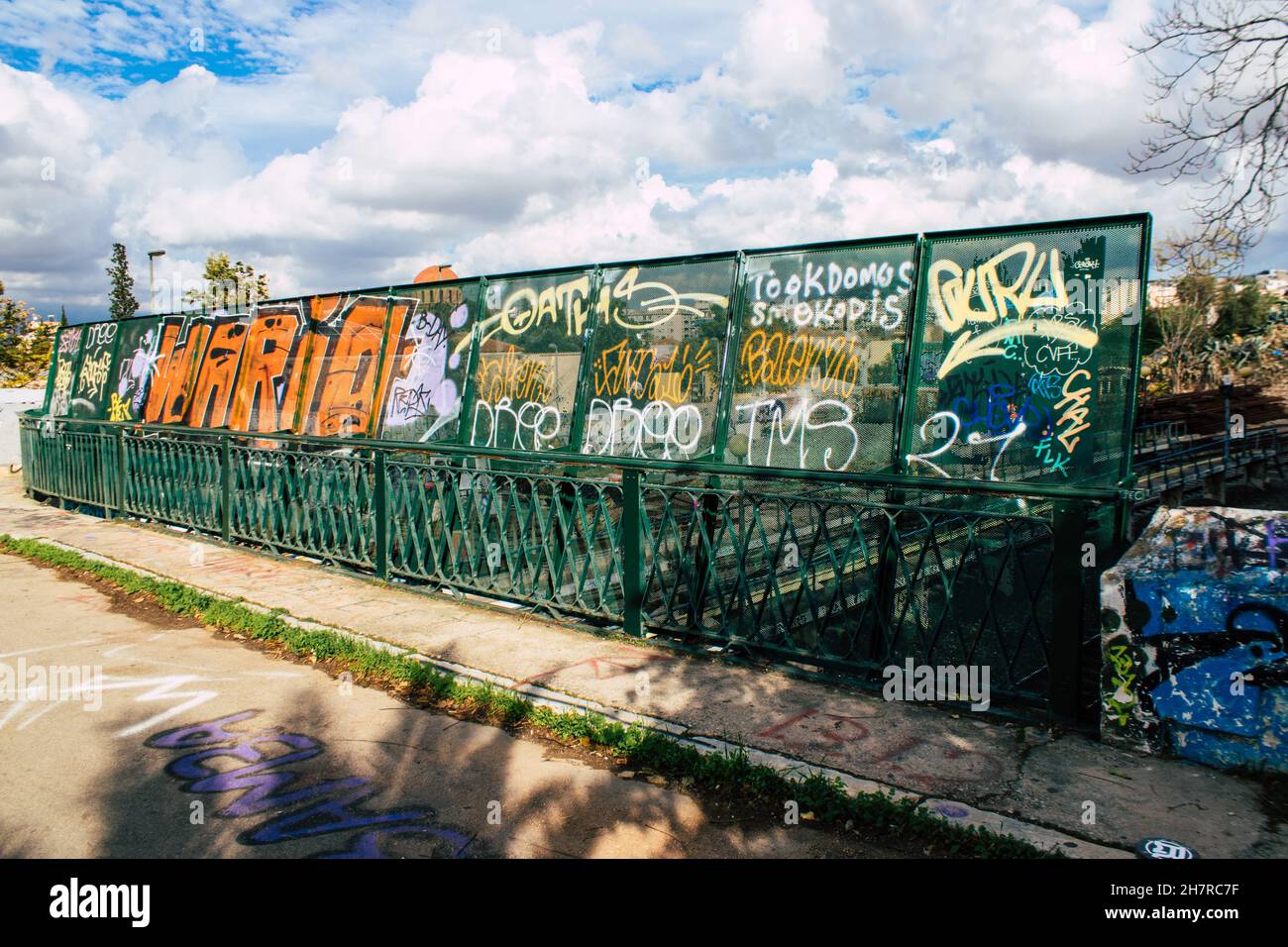 Athens, Greece - November 22, 2021 Street art in Athens, graffiti that ...