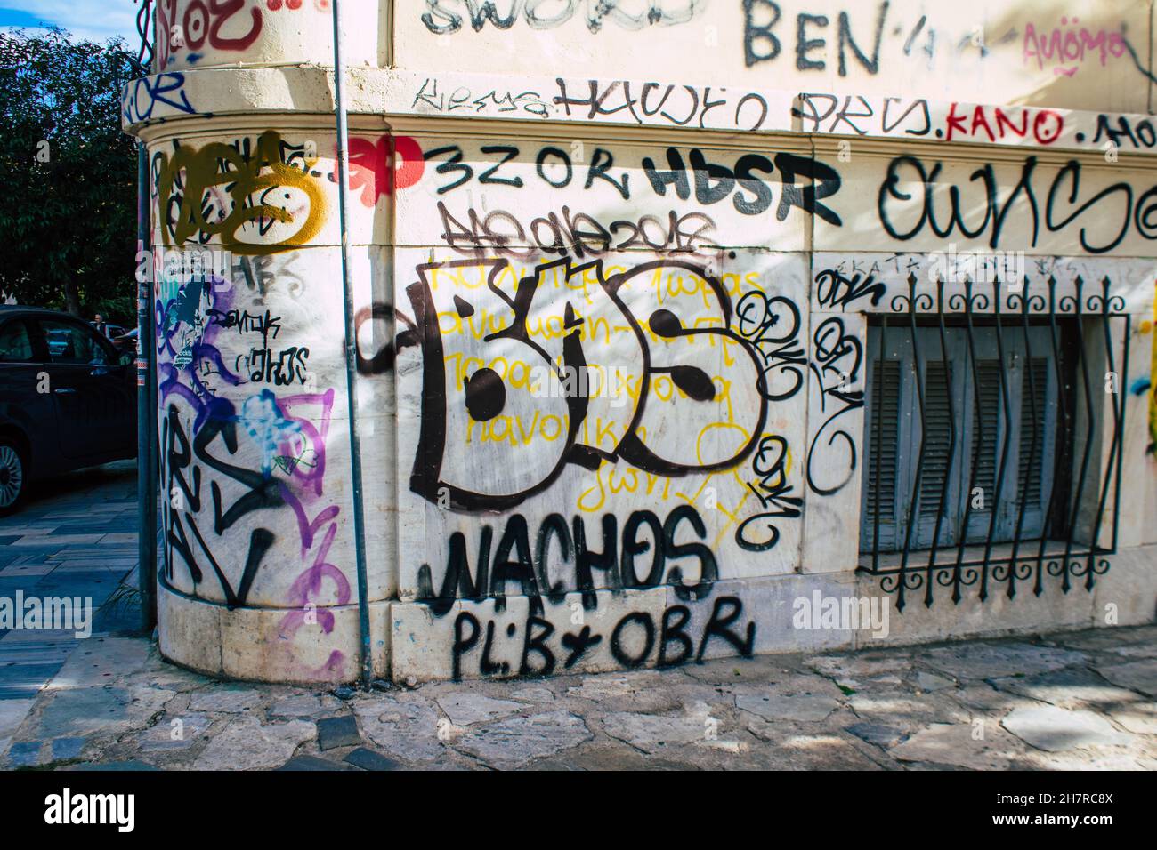 Athens, Greece - November 22, 2021 Street art in Athens, graffiti that ...
