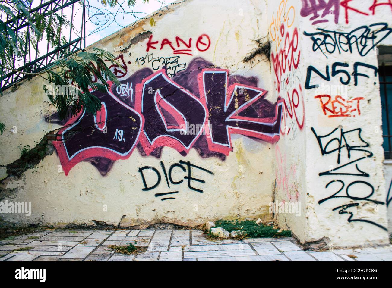 Athens, Greece - November 22, 2021 Street art in Athens, graffiti that ...