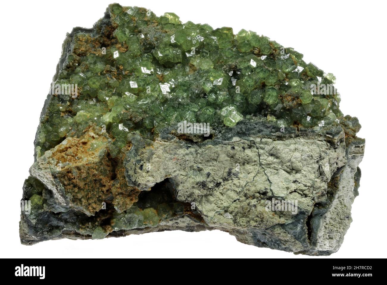 demantoid on matrix from San Benito County, California isolated on ...