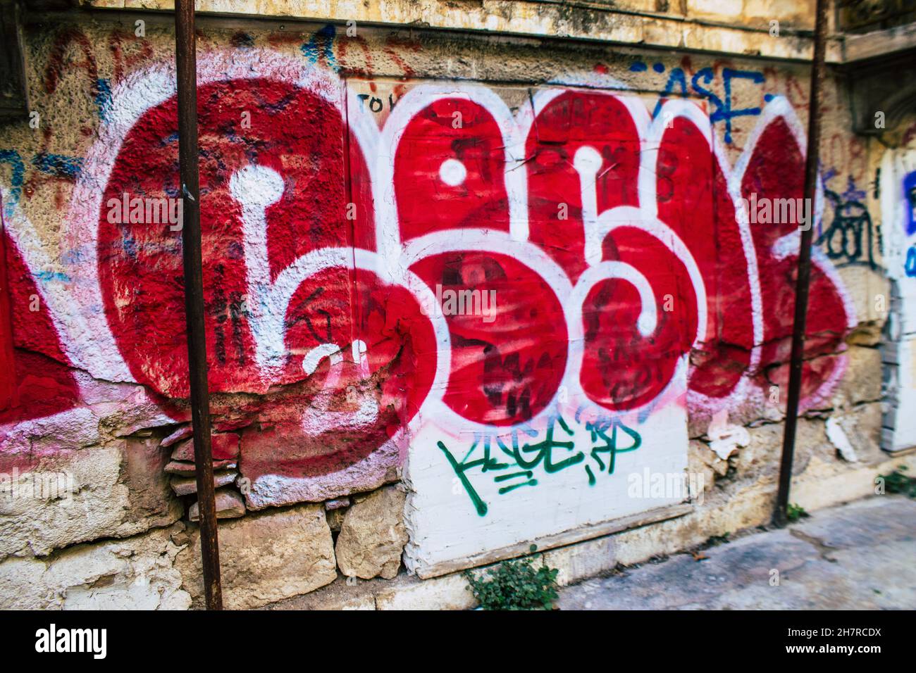 Athens, Greece - November 22, 2021 Street art in Athens, graffiti that ...