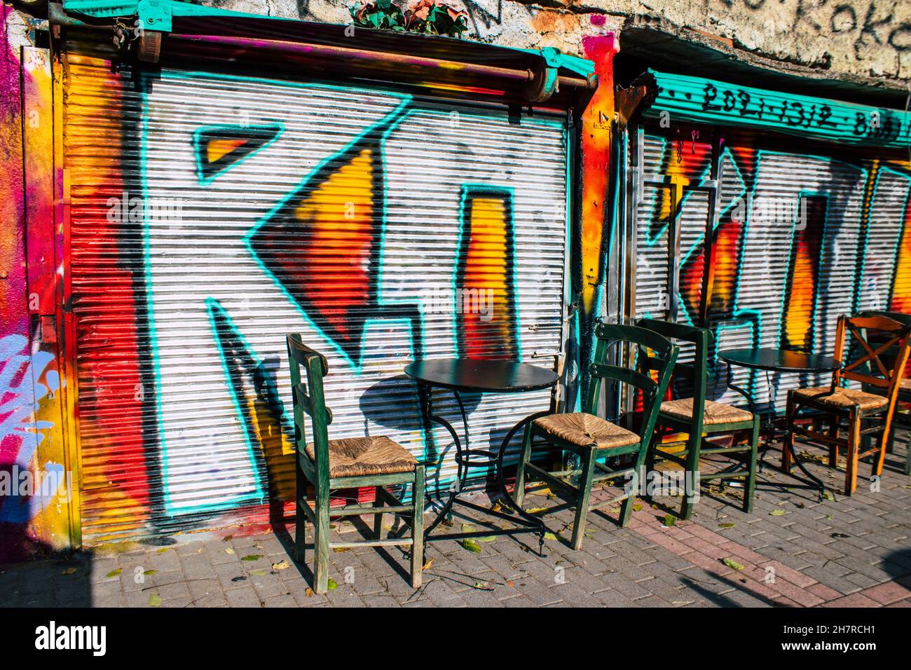 Athens, Greece - November 22, 2021 Street art in Athens, graffiti that ...