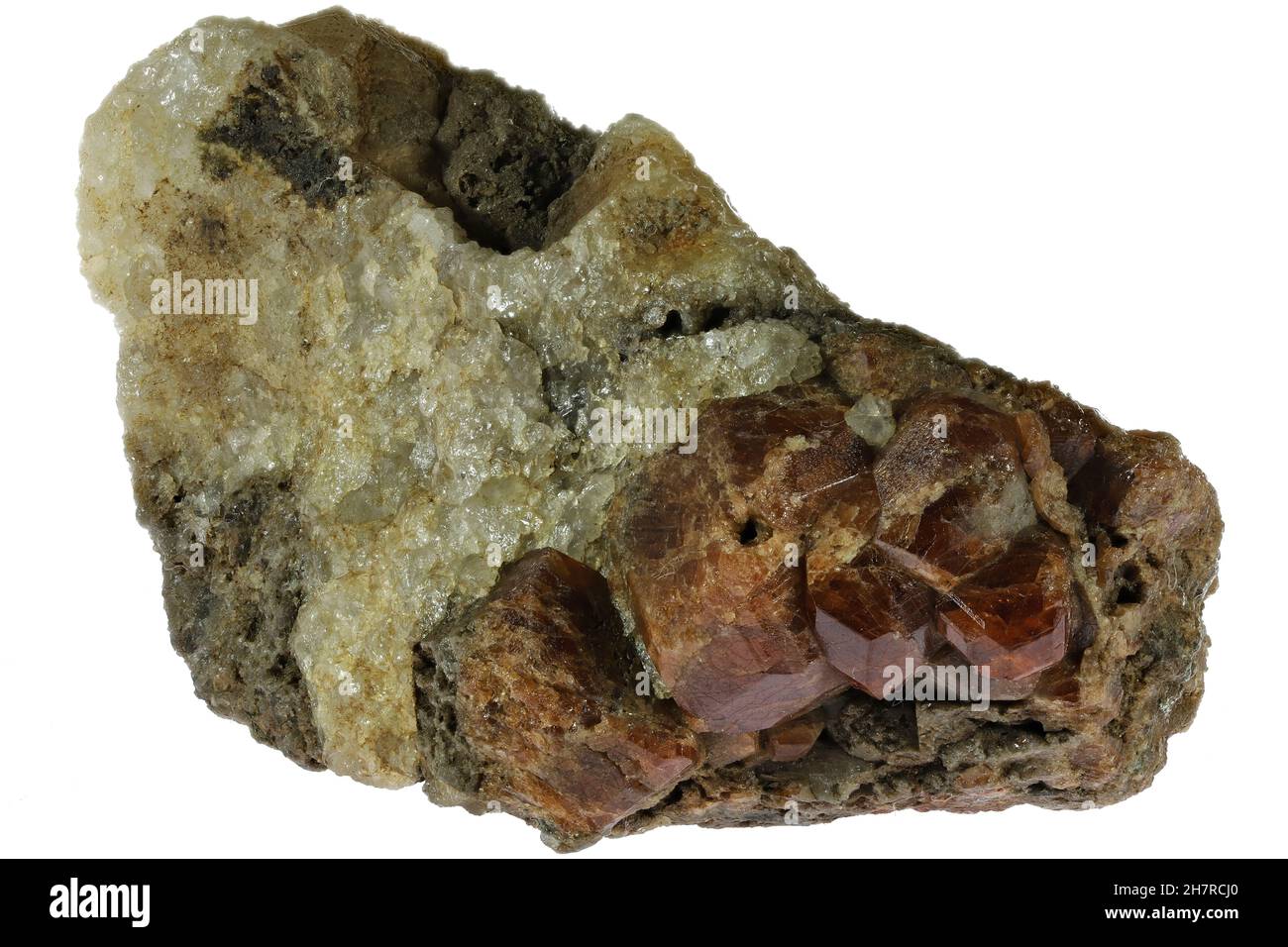 grossular on matrix from Canada isolated on white background Stock ...