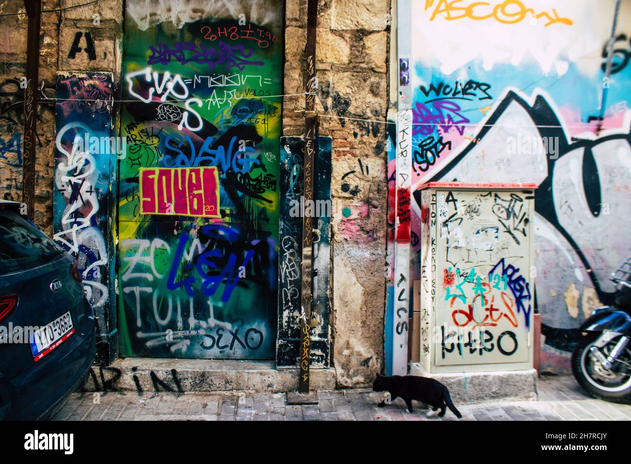 Athens, Greece - November 22, 2021 Street art in Athens, graffiti that ...