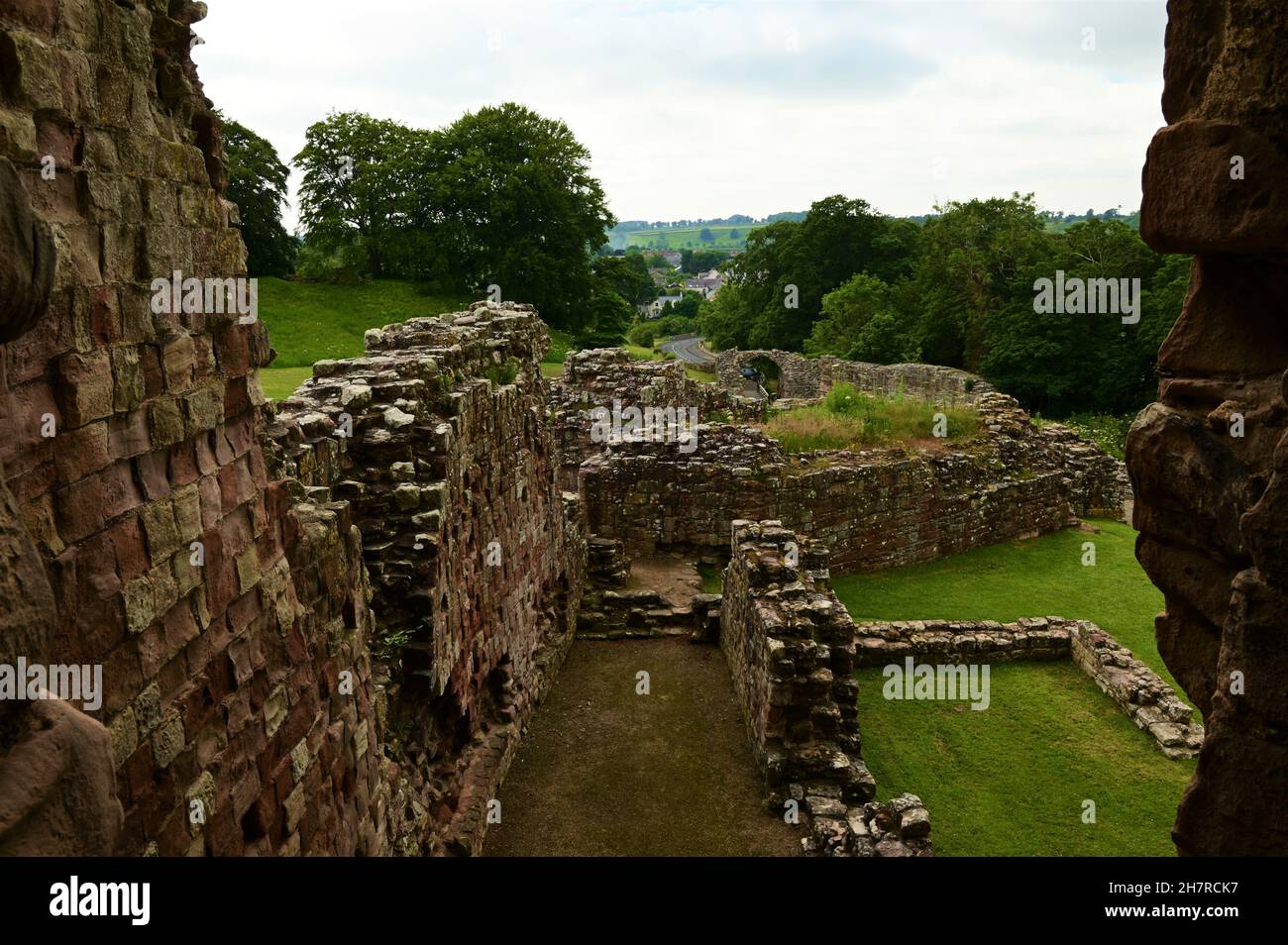A view of the ruins of Norham Castle, a medieval building in ...