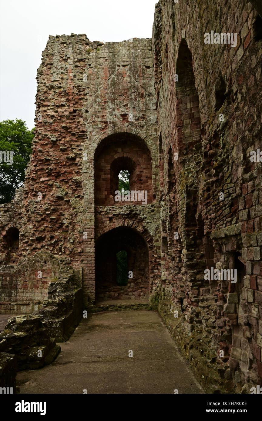 A view of the ruins of Norham Castle, a medieval building in ...