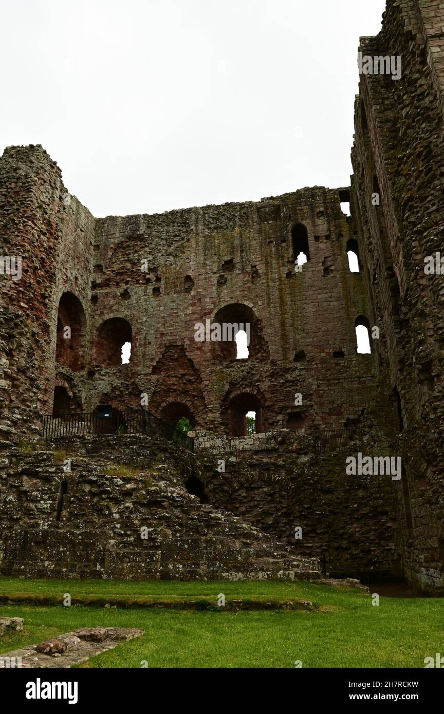 A view of the ruins of Norham Castle, a medieval building in ...