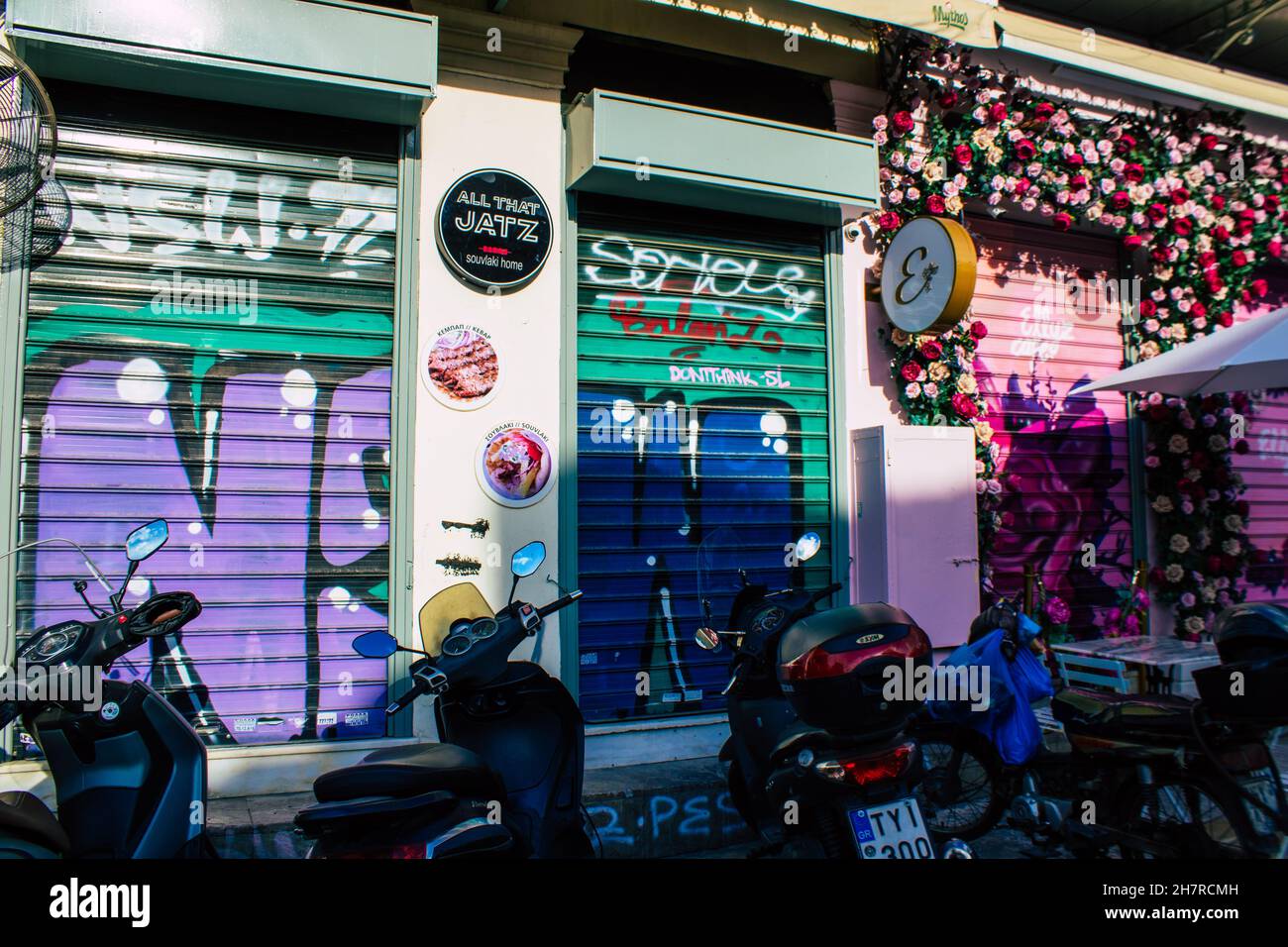 Athens, Greece - November 22, 2021 Street art in Athens, graffiti that ...