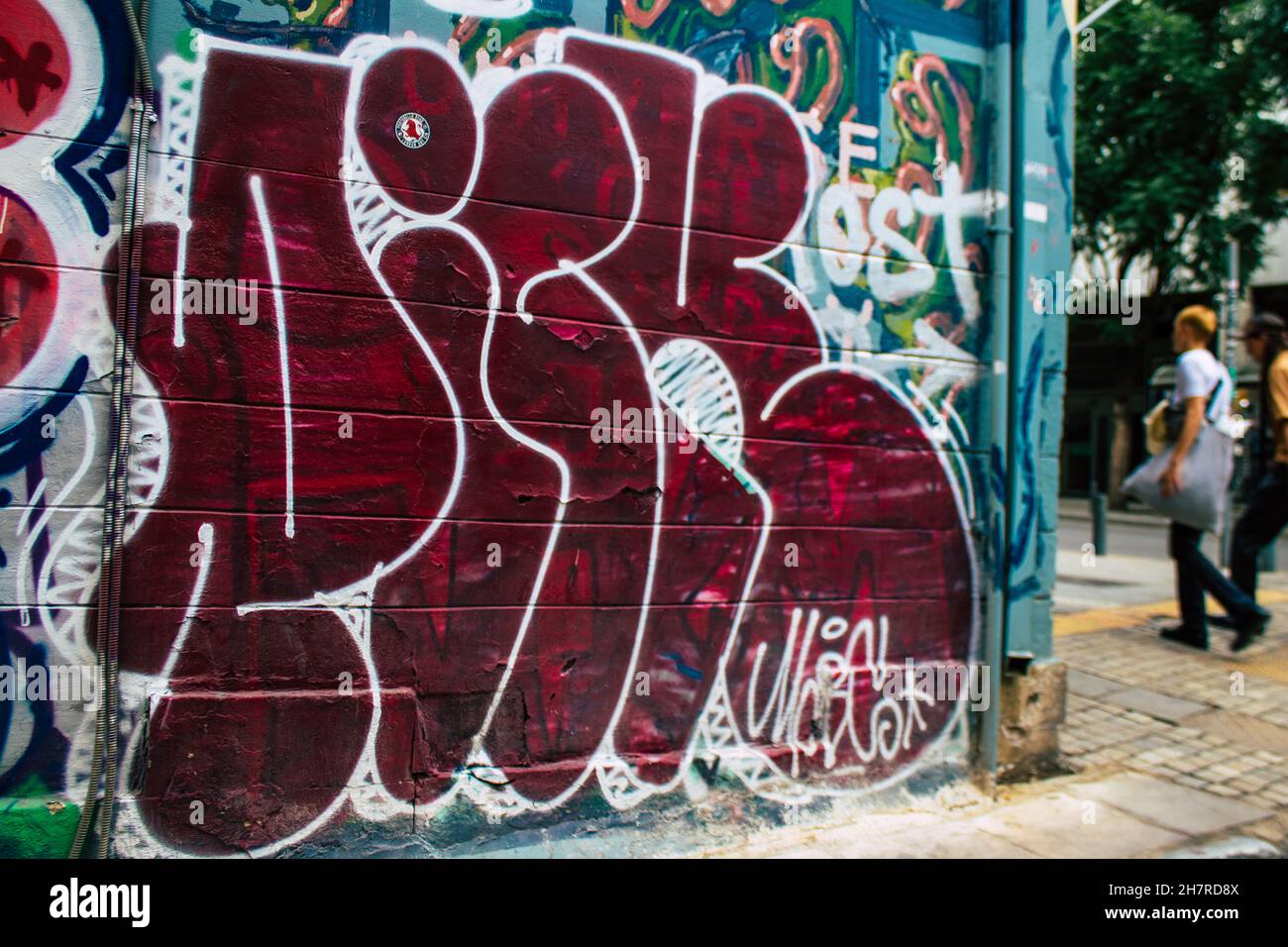 Athens, Greece - November 22, 2021 Street art in Athens, graffiti that ...