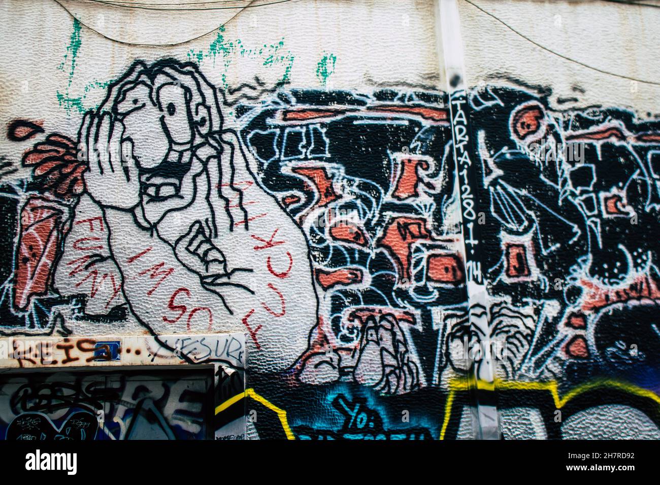 Athens, Greece - November 22, 2021 Street art in Athens, graffiti that ...