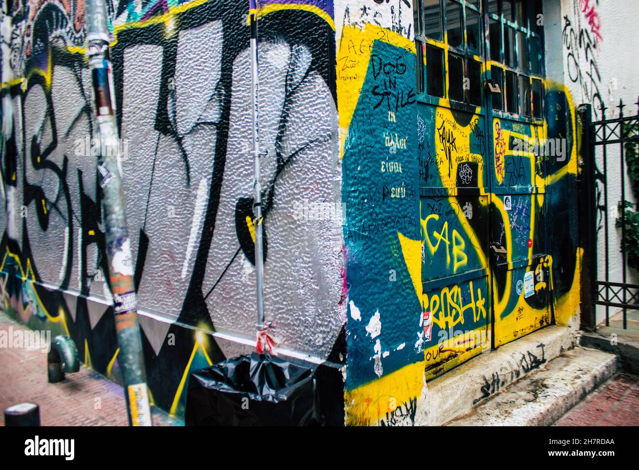 Athens, Greece - November 22, 2021 Street art in Athens, graffiti that ...