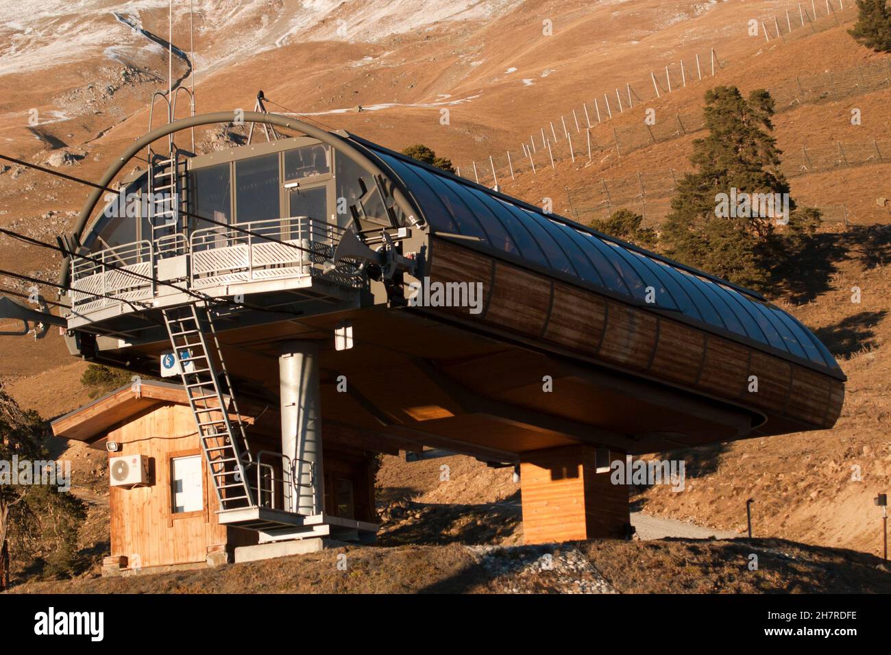 The drive station of the cable car in the Arkhyz. The drive station of ...