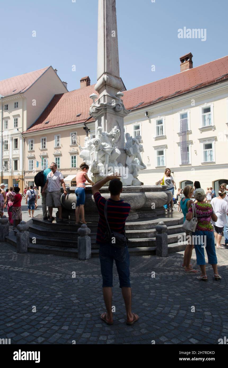 Robba Water Fountain Medieval Old Town LJubljana Slovenia Stock Photo ...