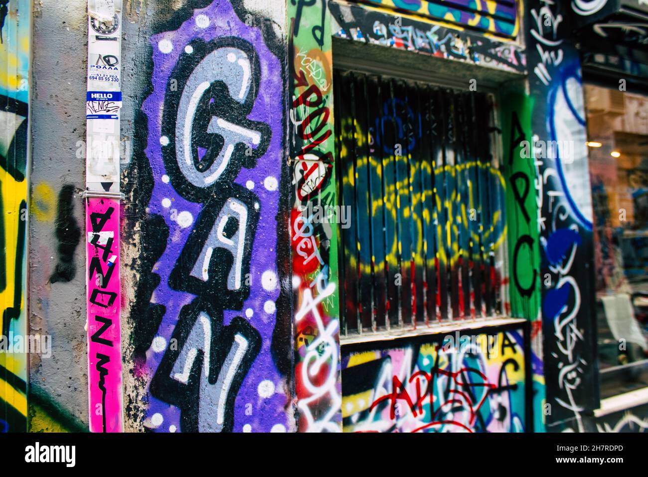 Athens, Greece - November 22, 2021 Street art in Athens, graffiti that ...