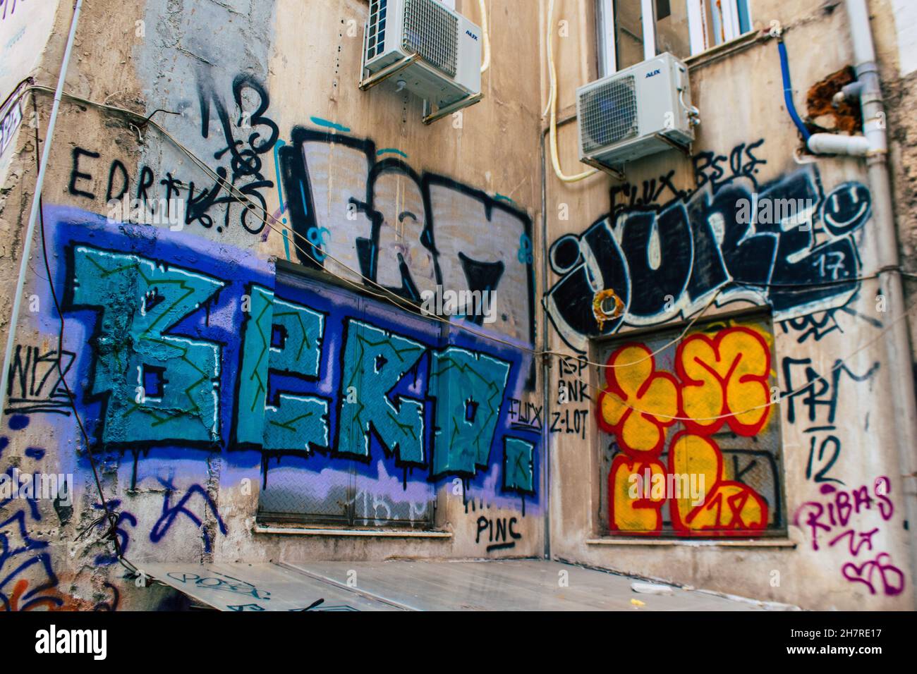 Athens, Greece - November 22, 2021 Street art in Athens, graffiti that ...