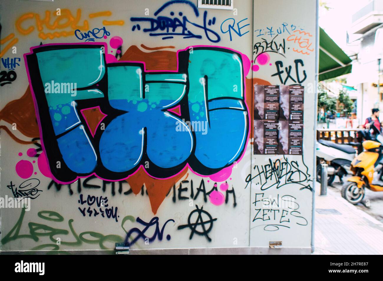 Athens, Greece - November 22, 2021 Street art in Athens, graffiti that ...