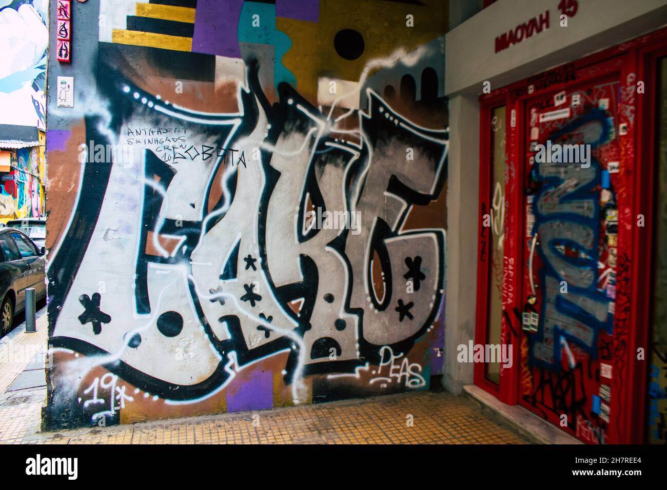 Athens, Greece - November 22, 2021 Street art in Athens, graffiti that ...