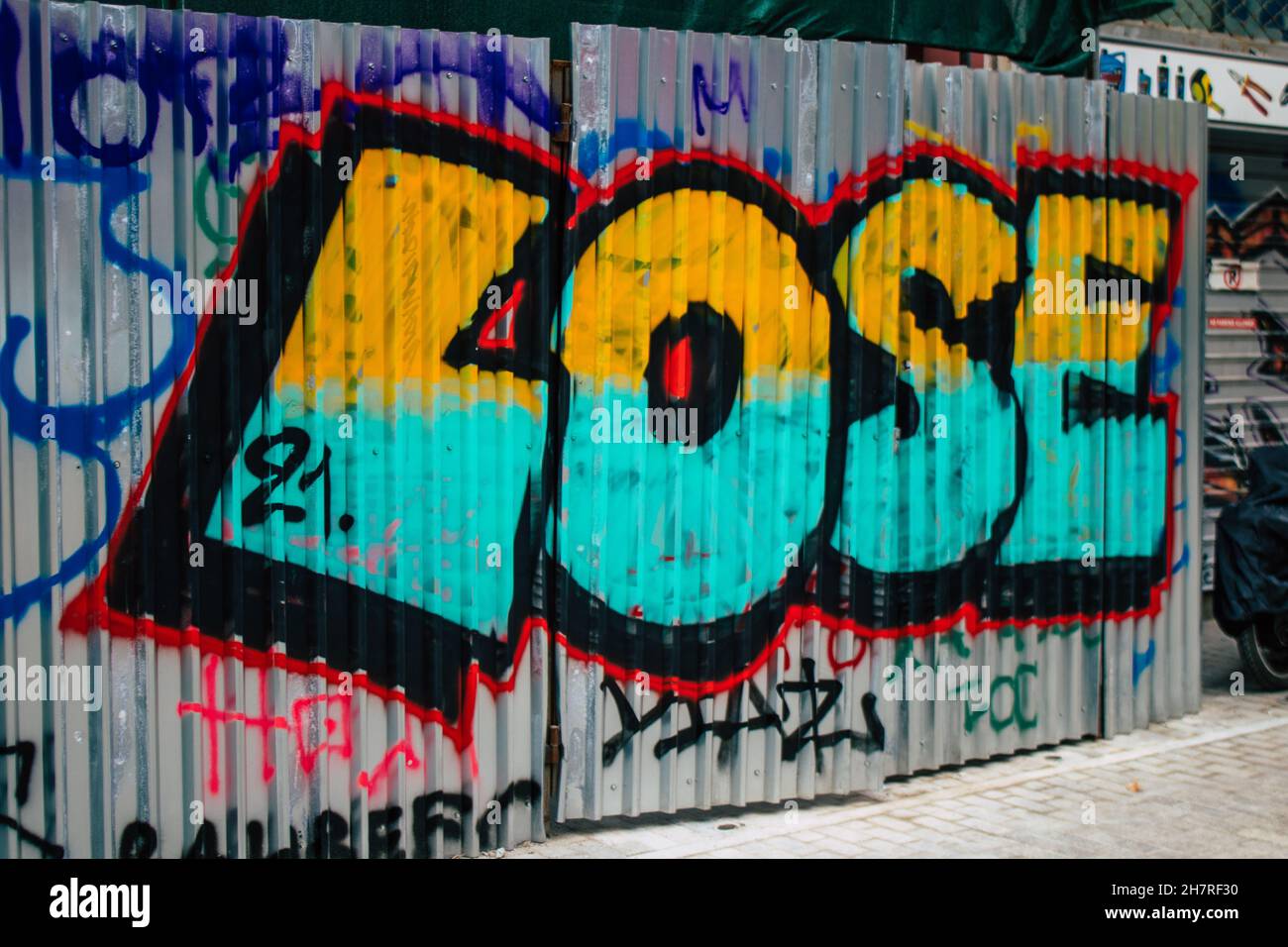 Athens, Greece - November 22, 2021 Street art in Athens, graffiti that ...