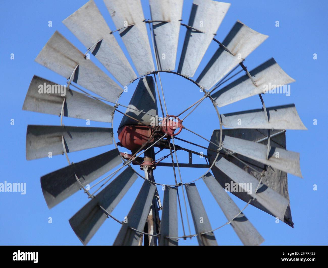 Close-up of metal face and blades of working western windmill Stock ...