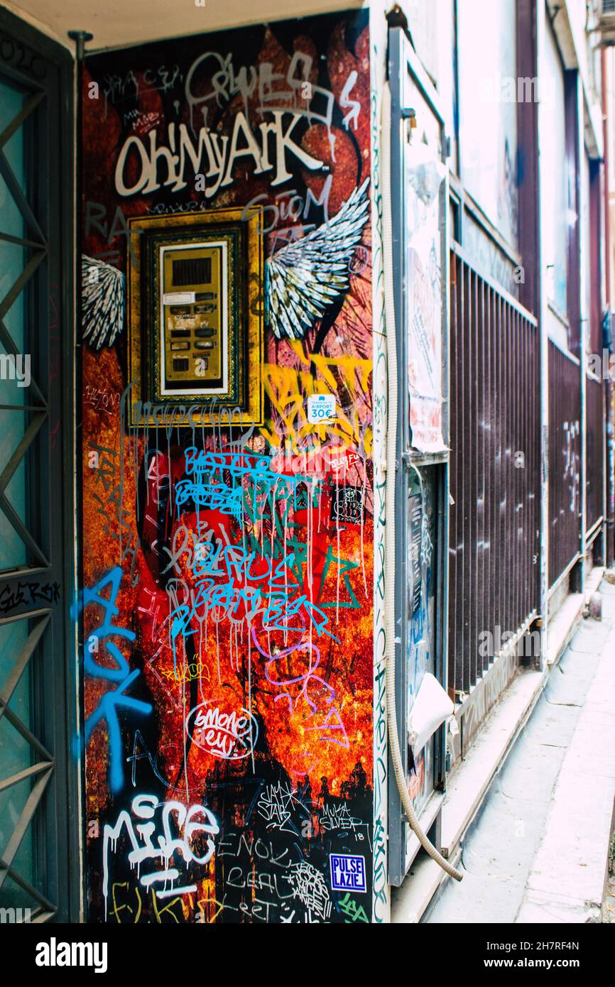 Athens, Greece - November 22, 2021 Street art in Athens, graffiti that ...