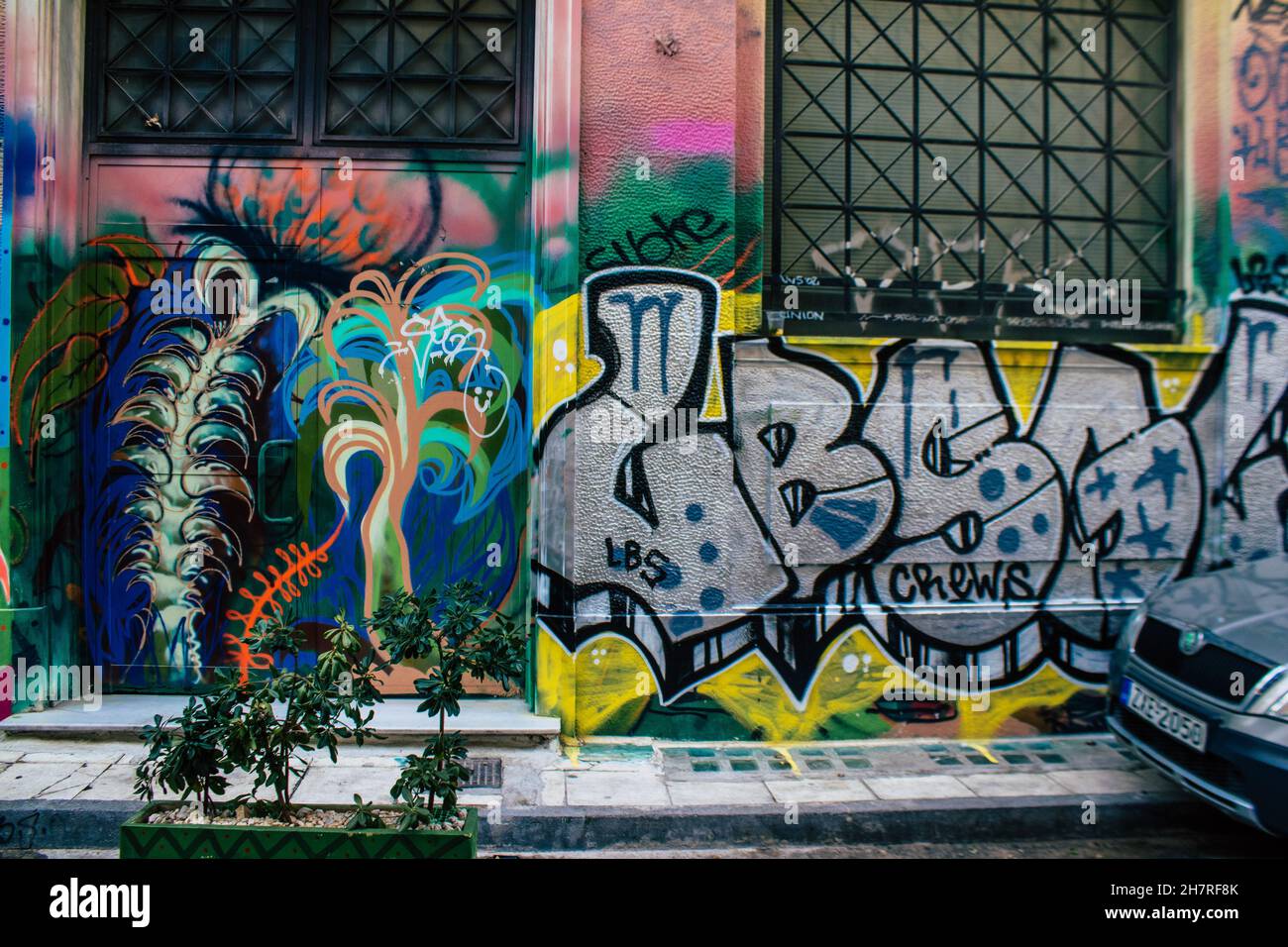 Athens, Greece - November 22, 2021 Street art in Athens, graffiti that ...