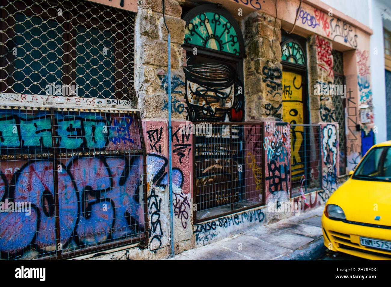 Athens, Greece - November 22, 2021 Street art in Athens, graffiti that ...