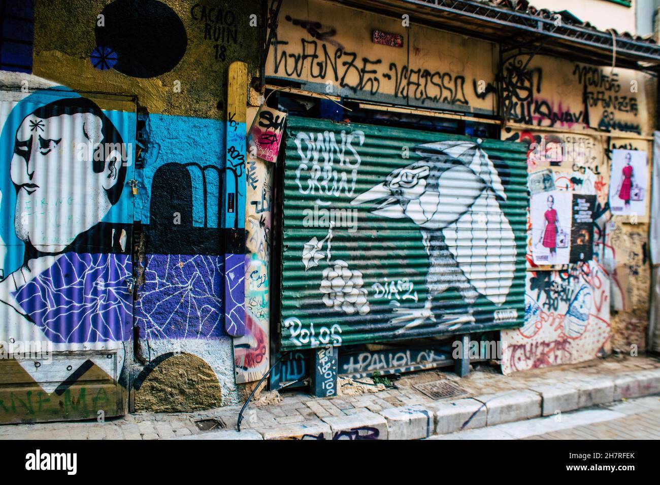 Athens, Greece - November 22, 2021 Street art in Athens, graffiti that ...