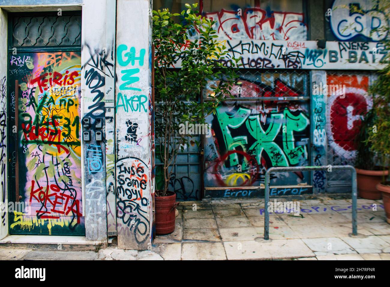 Athens, Greece - November 22, 2021 Street art in Athens, graffiti that ...