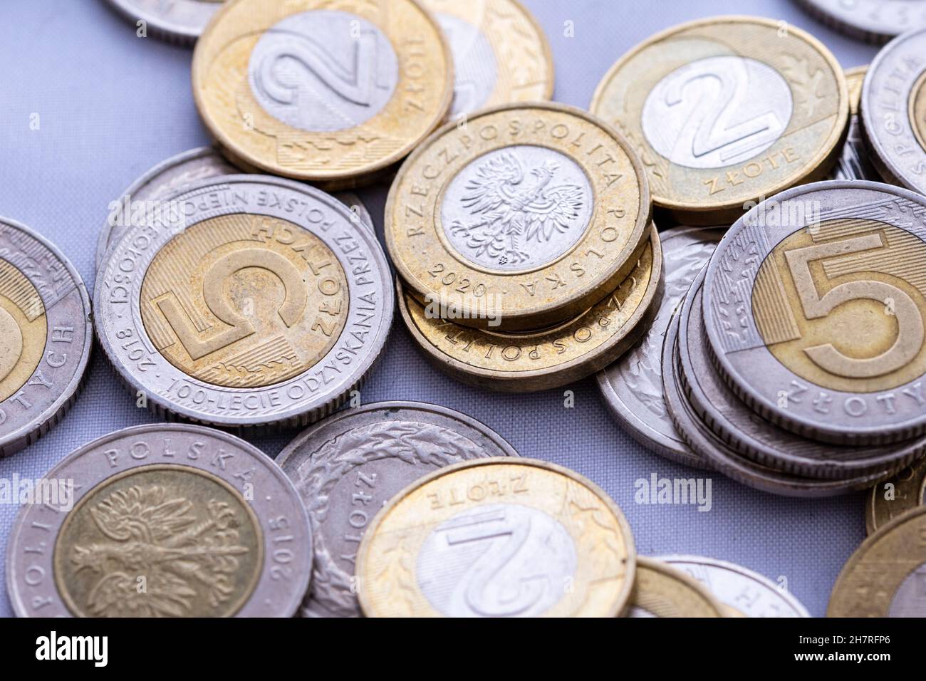 Polish coins magnified and close-up on a white background Stock Photo ...
