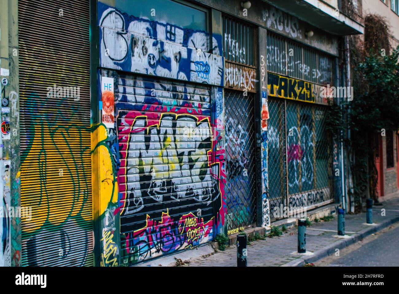 Athens, Greece - November 22, 2021 Street art in Athens, graffiti that ...