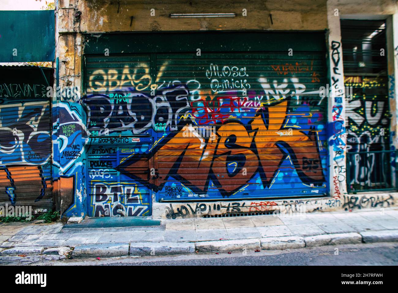 Athens, Greece - November 22, 2021 Street art in Athens, graffiti that ...