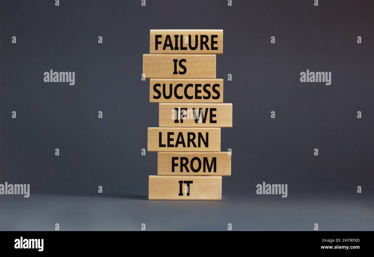 Failure or success symbol. Wooden blocks with words Failure is success ...