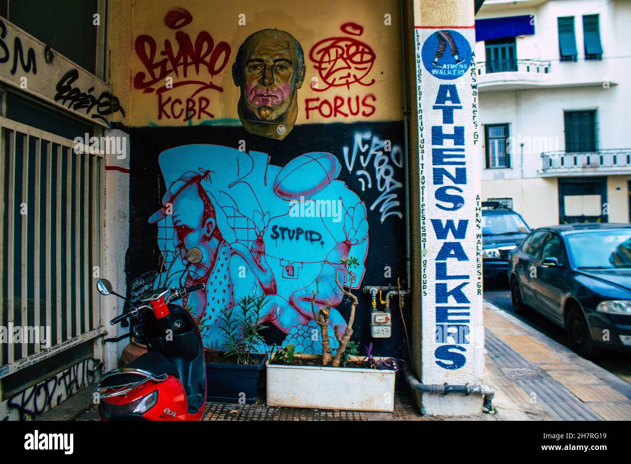 Athens, Greece - November 22, 2021 Street art in Athens, graffiti that ...