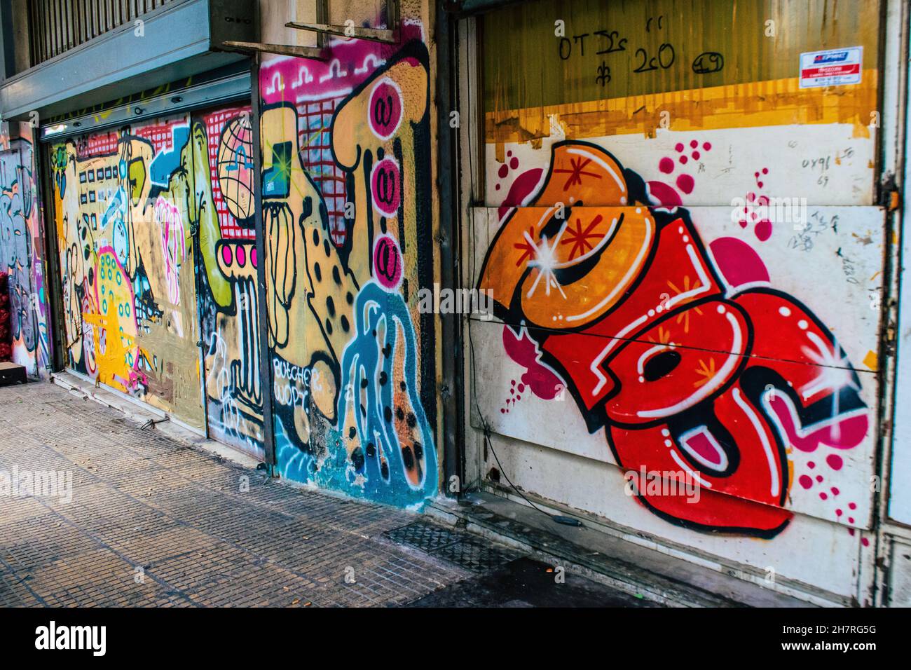 Athens, Greece - November 22, 2021 Street art in Athens, graffiti that ...