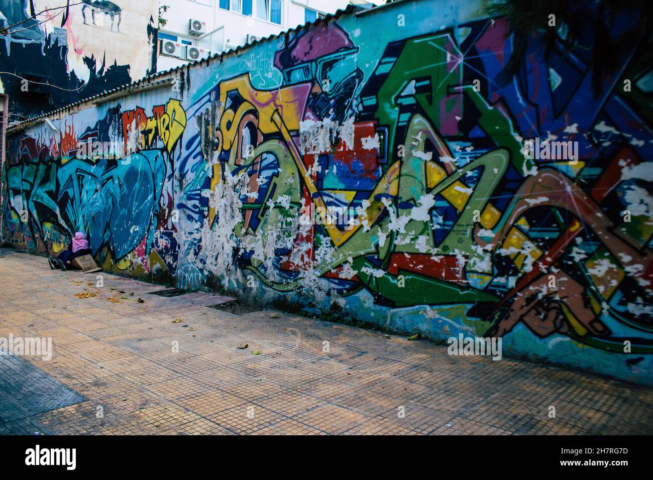 Athens, Greece - November 22, 2021 Street art in Athens, graffiti that ...