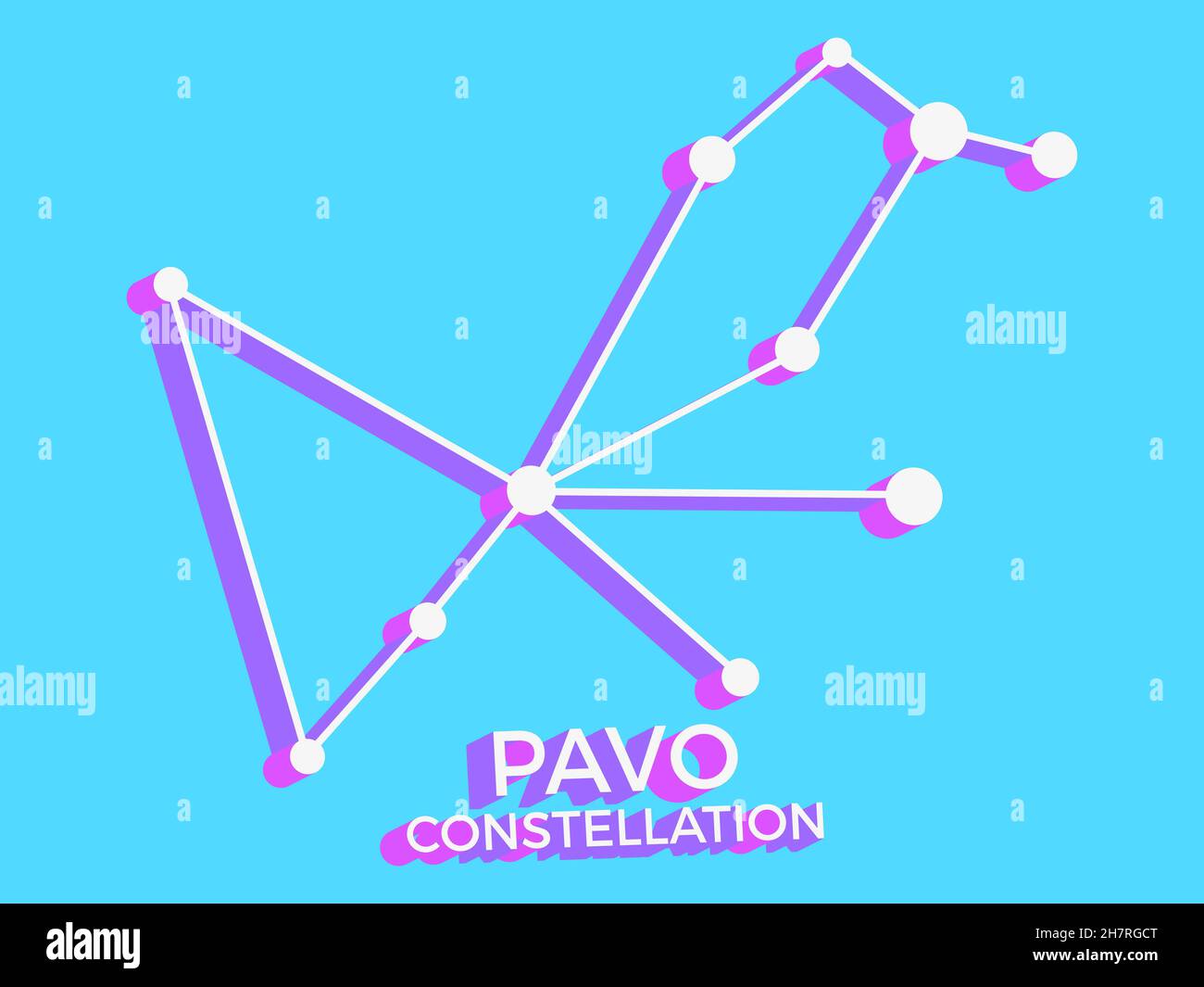 Pavo constellation 3d symbol. Constellation icon in isometric style on ...