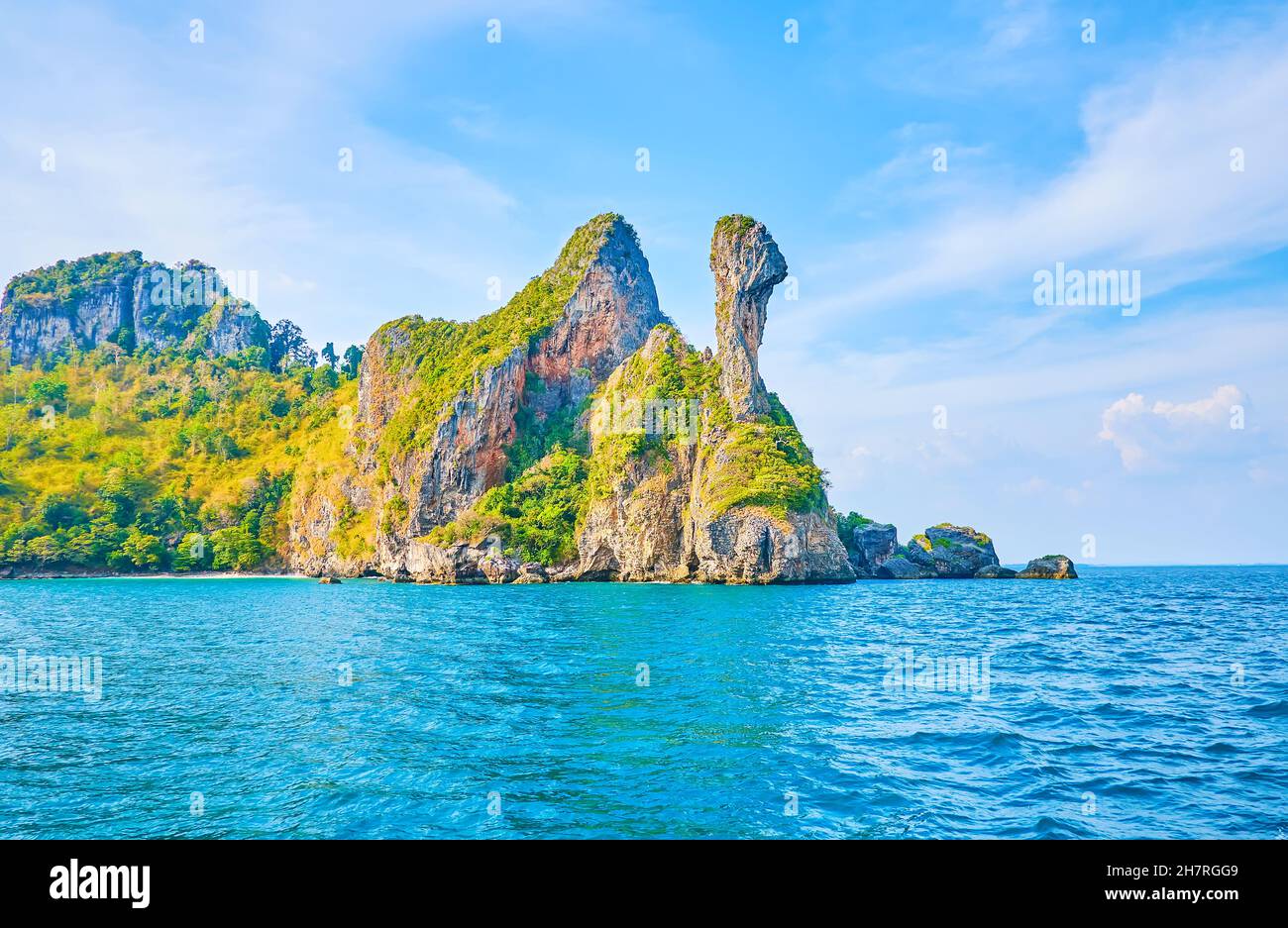 The unusual shape of Koh Kai island's rock resembles a chicken's head ...