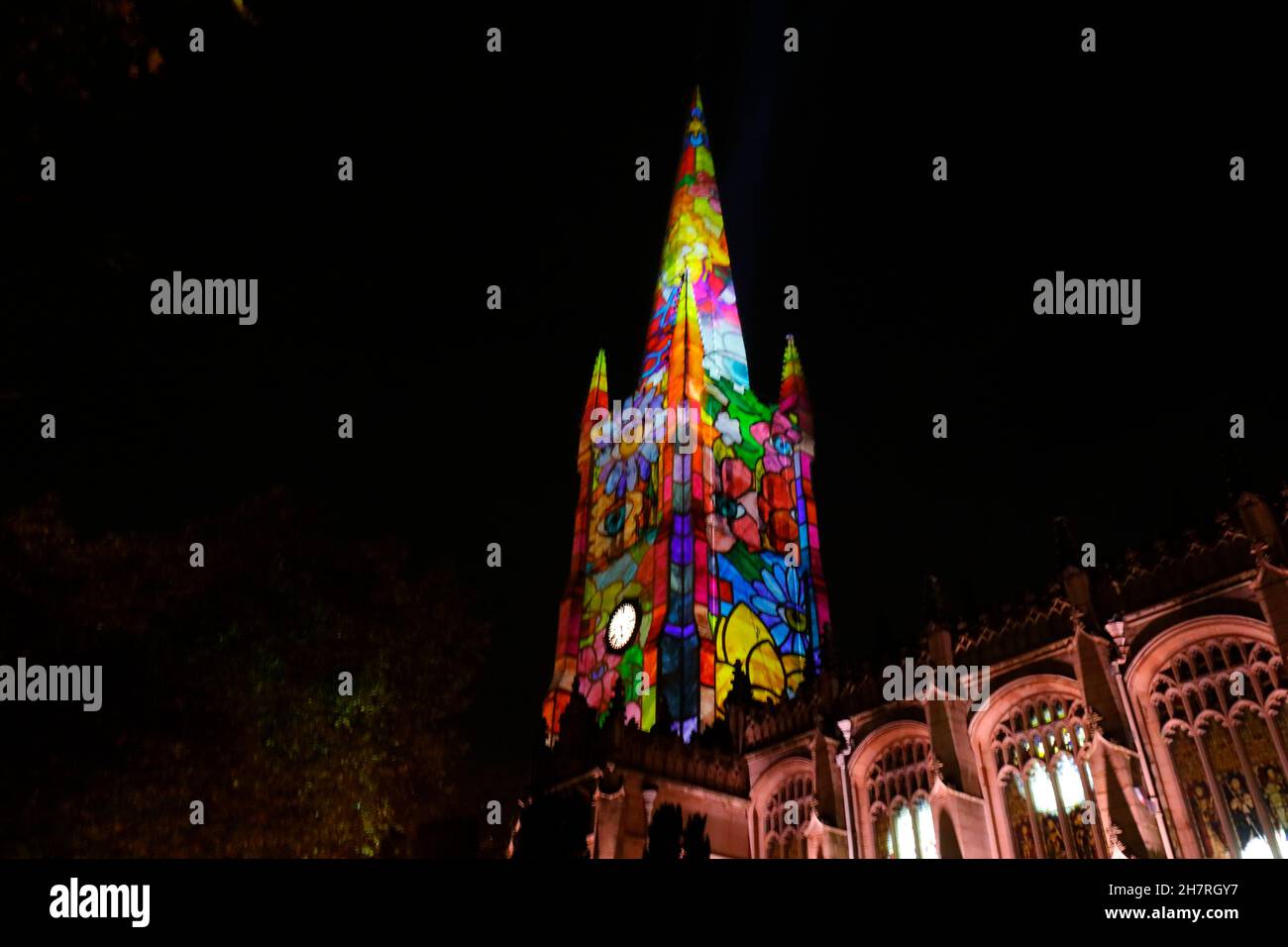Wakefield cathedral projection lightshow hi-res stock photography and ...