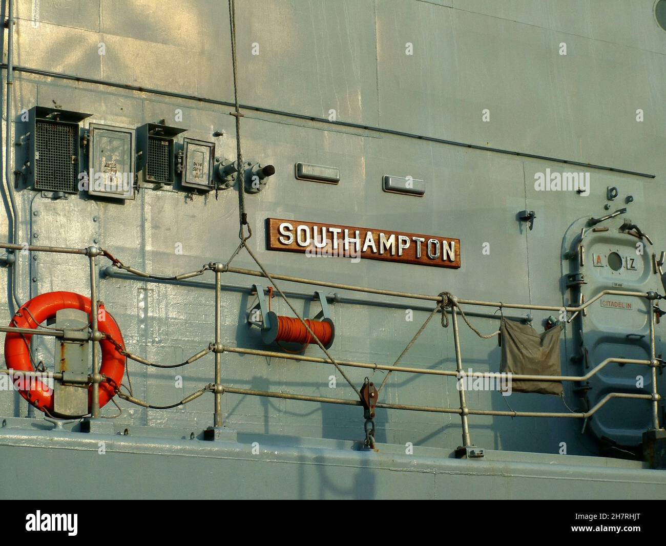 Name plaque on HMS Southampton a type 42 royal navy destroyer Stock ...
