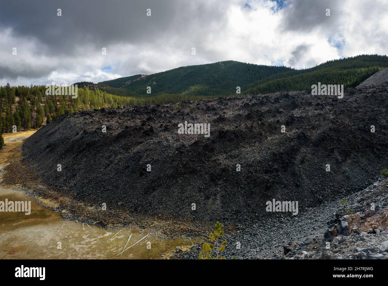 Big obsidian lava flow in Newberry volcanic national monument Stock ...