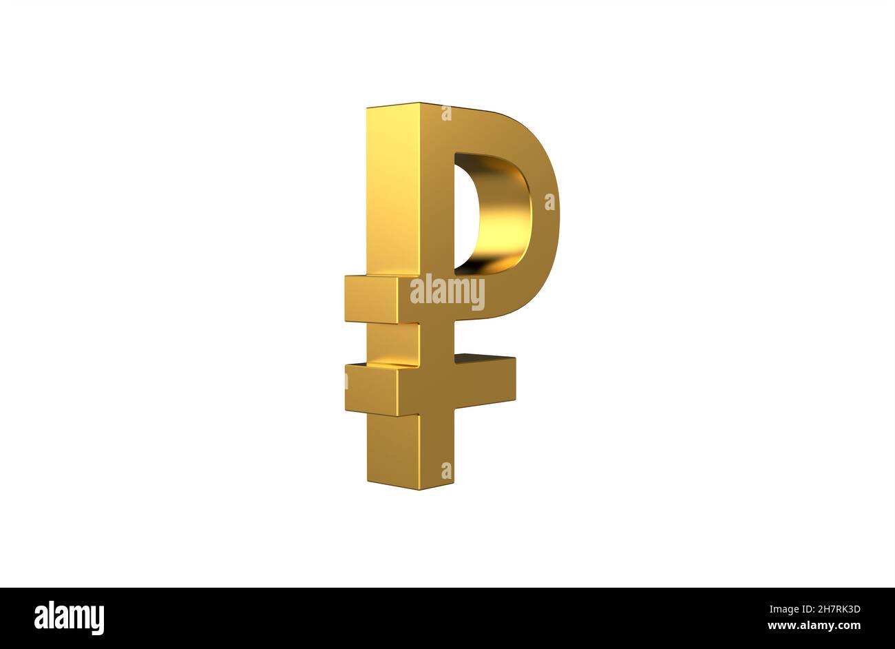 Close-up shot of 3d rendering of golden ruble sign Stock Photo - Alamy
