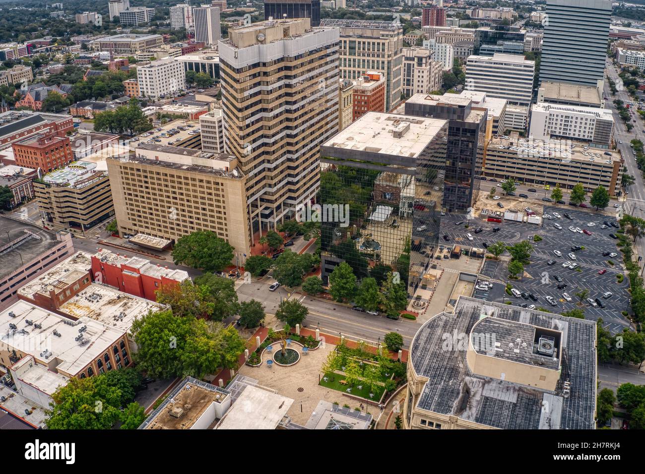 Beautiful aerial view of Downtown Columbia with dense buildings in ...