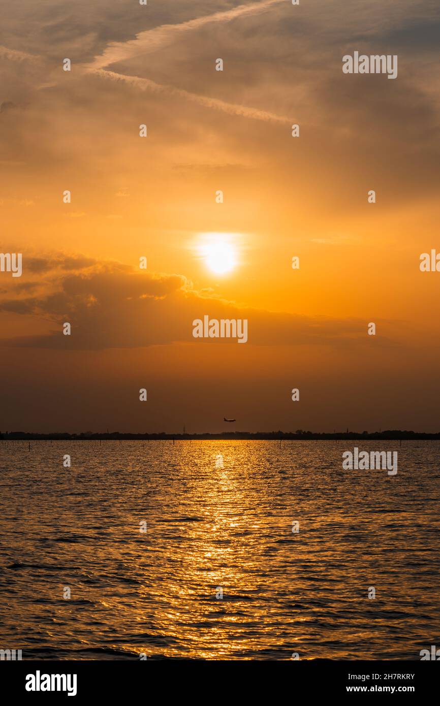Sunset in the Venice Lagoon. magic Stock Photo - Alamy