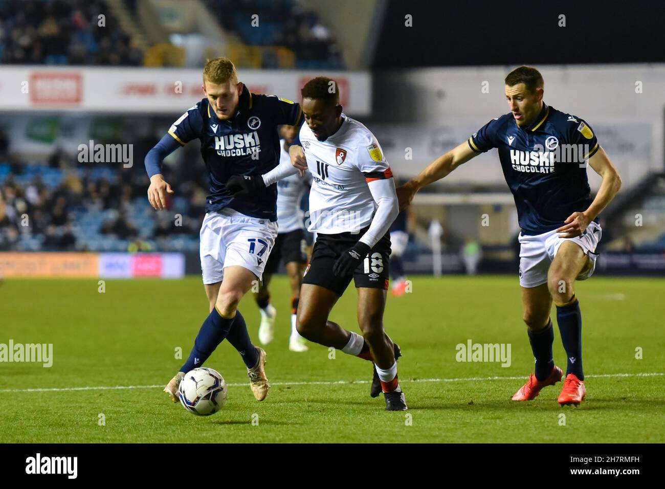 LONDON, GBR. NOV 24TH Jamal Lowe of Bournemouth battles for possession ...